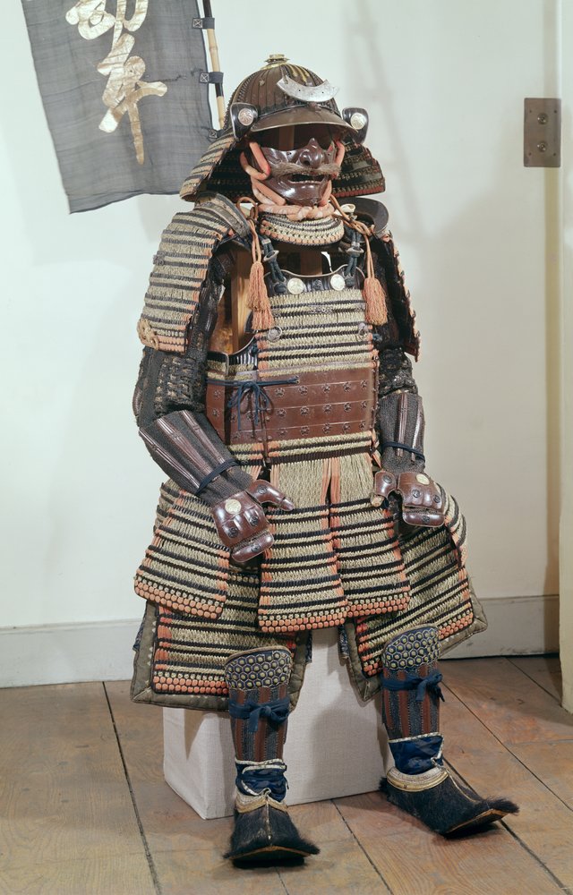 Japansk Samurai Rustning Tegning