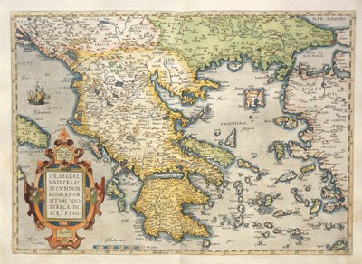 Kart over Hellas, fra Theatrum Orbis Terrarum av Abraham Ortelius